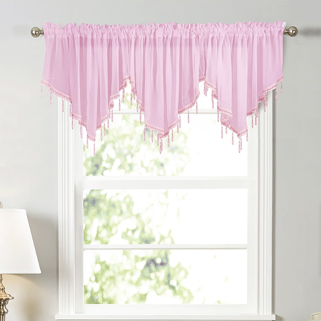 WJHWSX Triangle Valance Curtain Set with Sheer Window Drapes,Rod Pocket ...