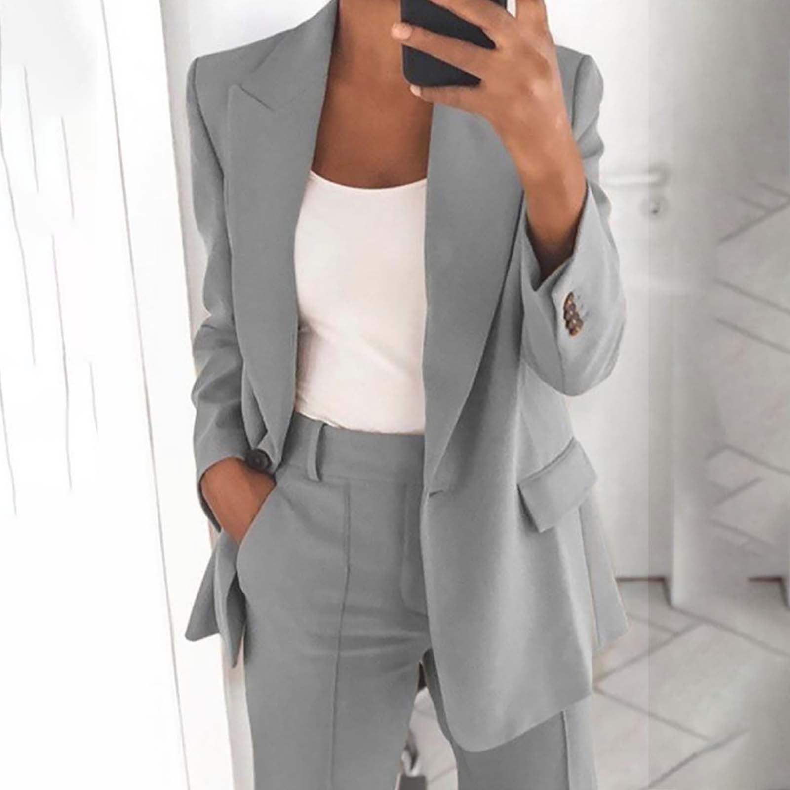 Dolkfu Women's Blazer Cutaway Business Long Sleeve Standard Long ...