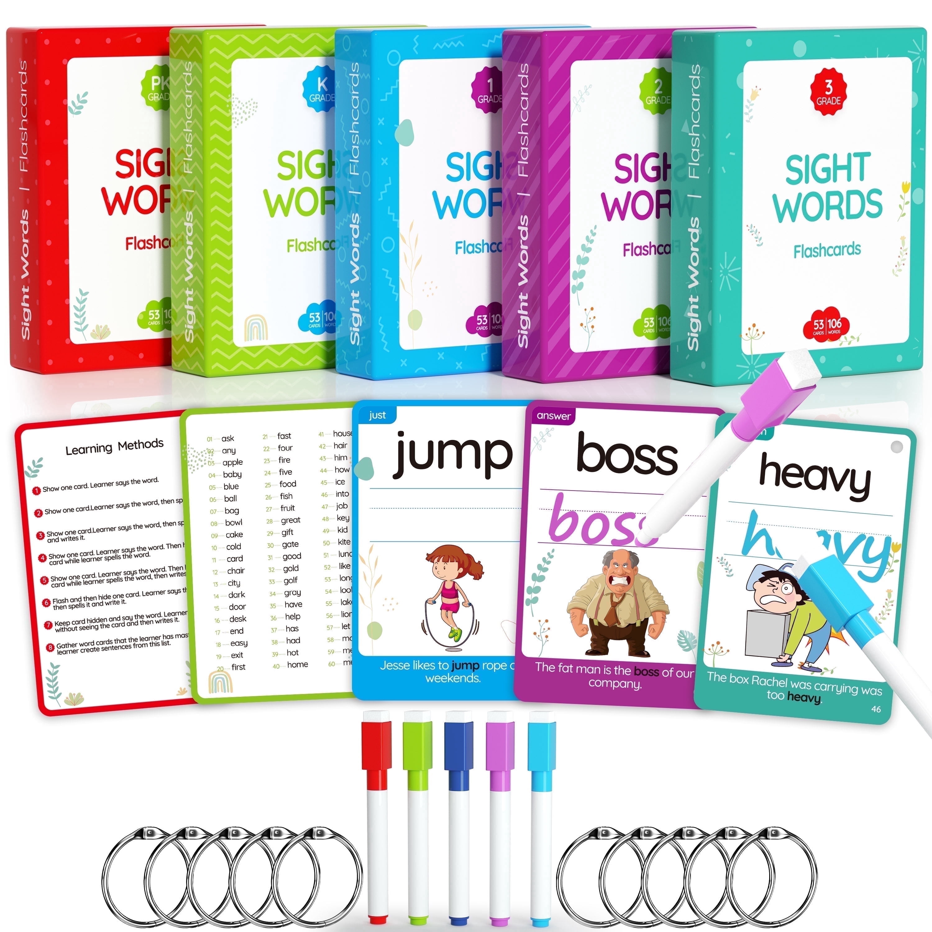 WJPC 275 Cards, 530PCS High Frequency Sight Words Flash Cards with ...