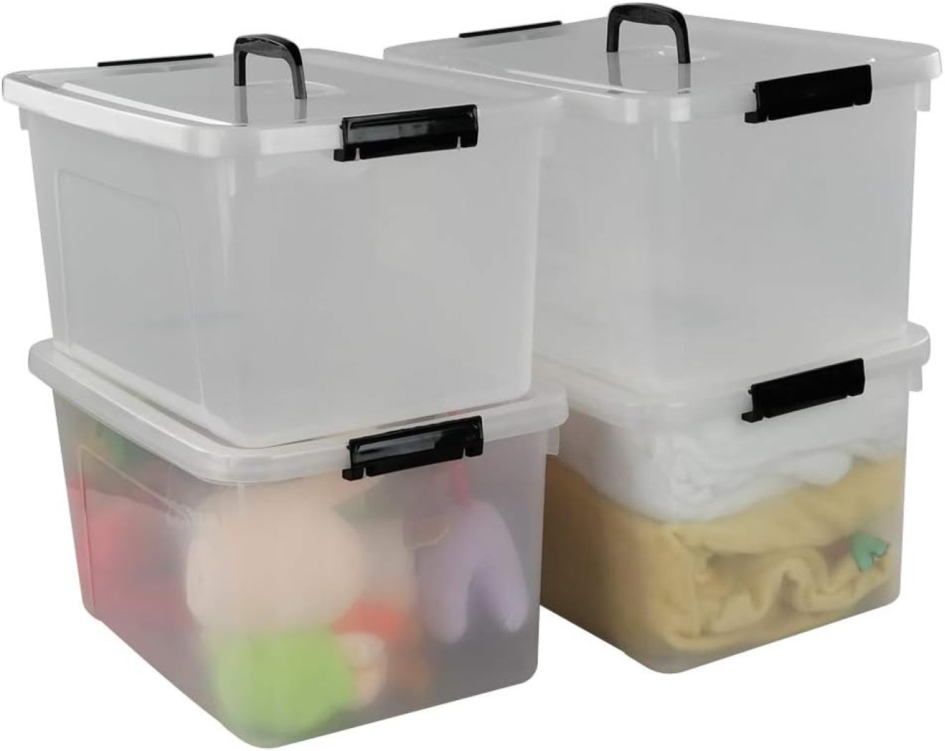 WJSP 17.5 Quart Plastic Large Storage Container, Clear Latch Bin with ...