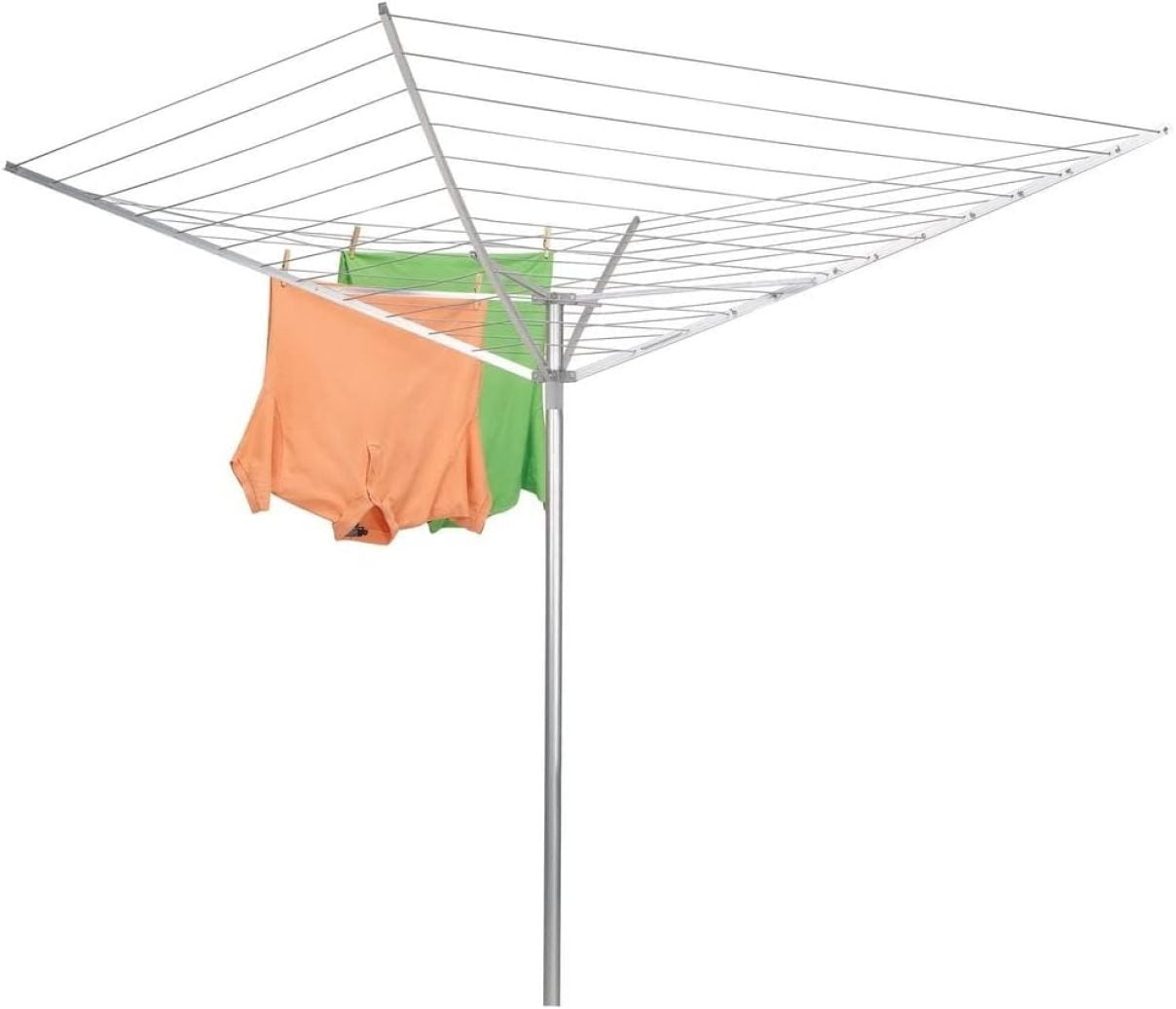 WJSP 17120-1 Rotary Outdoor Umbrella Drying Rack | Aluminum Arms and Steel Post | 12-Lines with ...