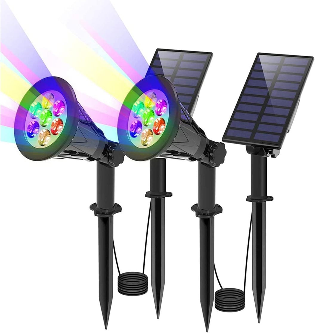 WJSP Color Changing Solar Spotlights, 7 LED Seperate Solar Landscape ...