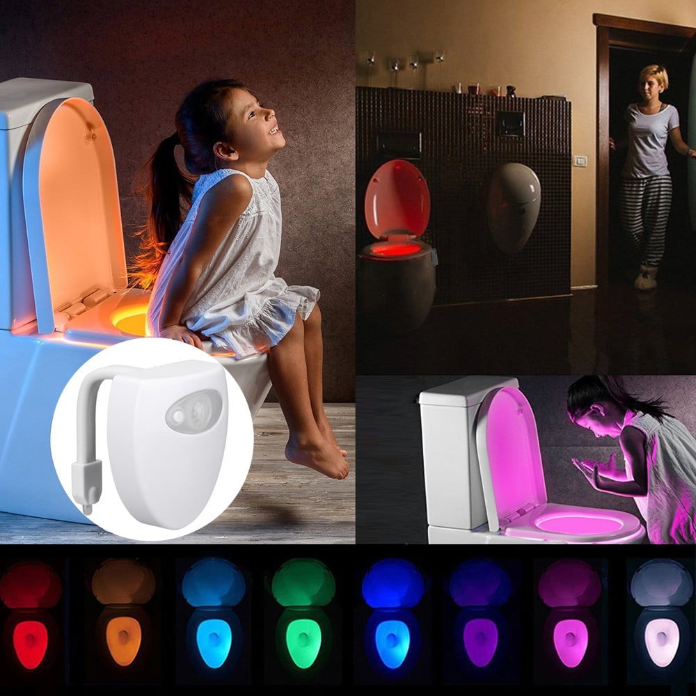WJSXC Body Sensing Automatic LED Motion Sensor Night Lamp Toilet Bowl ...