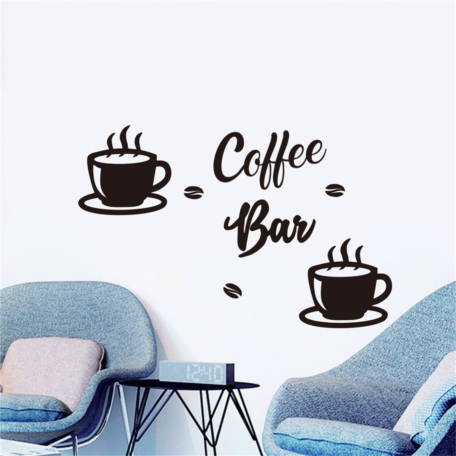 WJSXC Coffee Cup Wall Decals Vinyl Kitchen Wall Decor Stickers Black ...