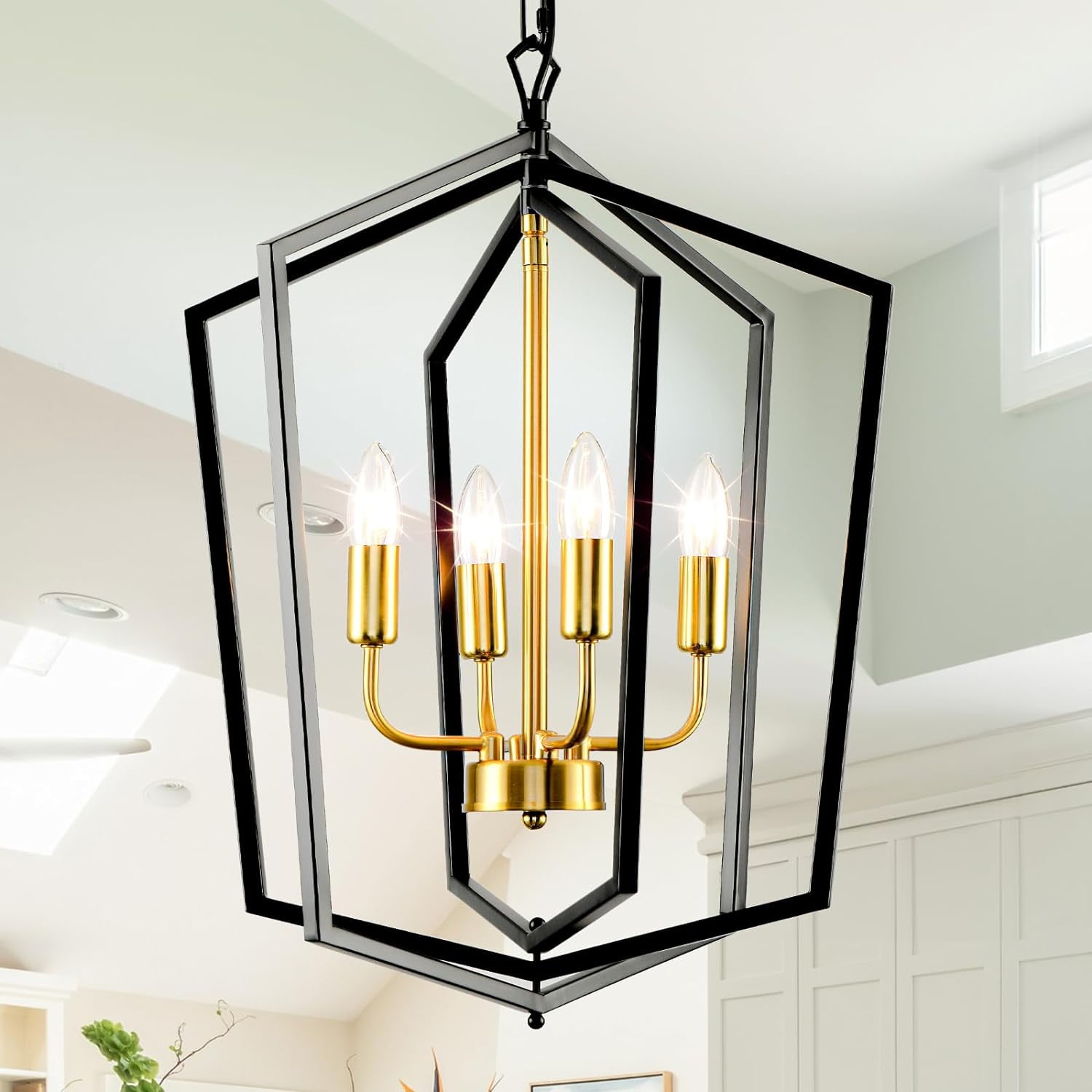 WJShome 4-Light Industrial Ceiling Lantern Pendant Light Fixtures ...