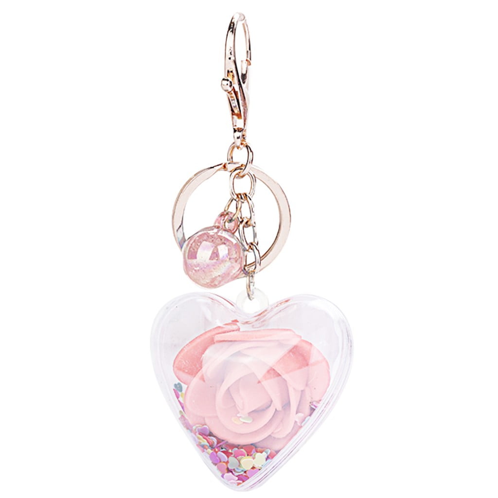 WJiadz Keychains,Cute Keychain Women Acrylic Love Shape Star Sequin ...