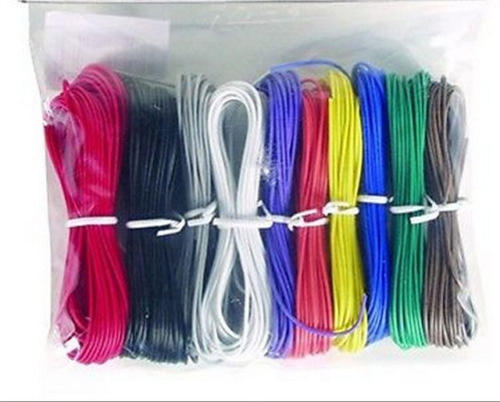 WK-100BKX Hook-Up Wire -Solid-22 Gauge-100 ft -10 Assorted Colors ...