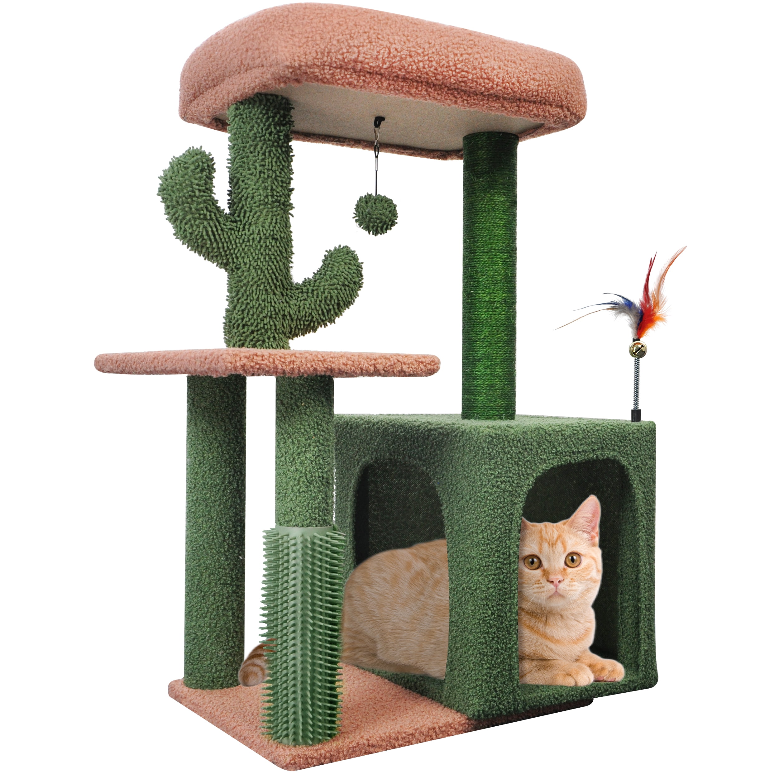 WK 31.50" Sisal Kitty Cactus Cat Tree, Indoor Cat Condo with Scratching ...