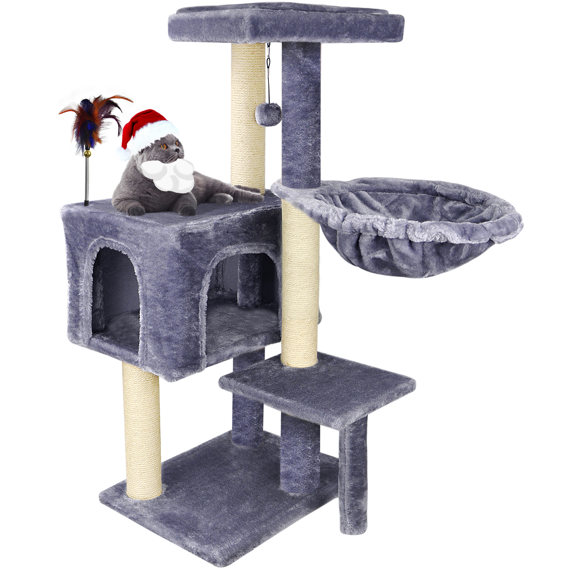 Cat Craft 45-in Cat Condo and Scratching Post Cat Tree Tower, Dark Gray ...