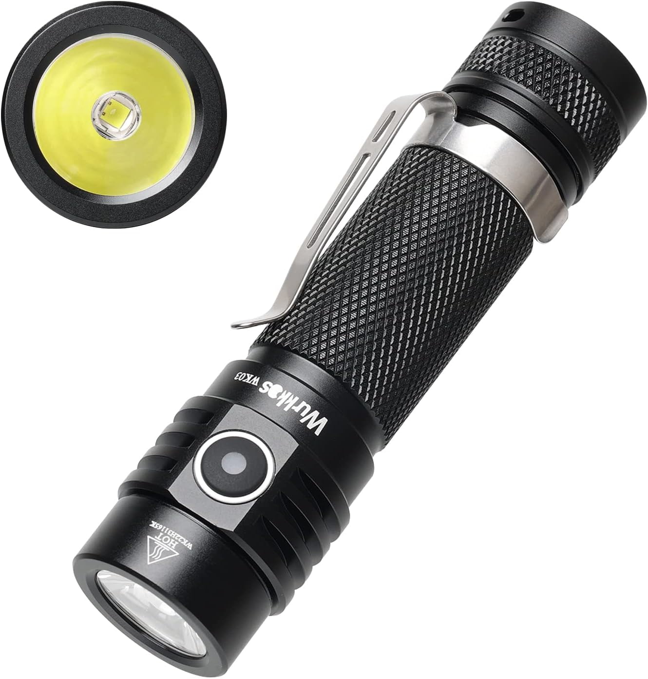 WK03 Pocket Flashlight LED Rechargeable, Super Bright 1800 Lumen Small ...