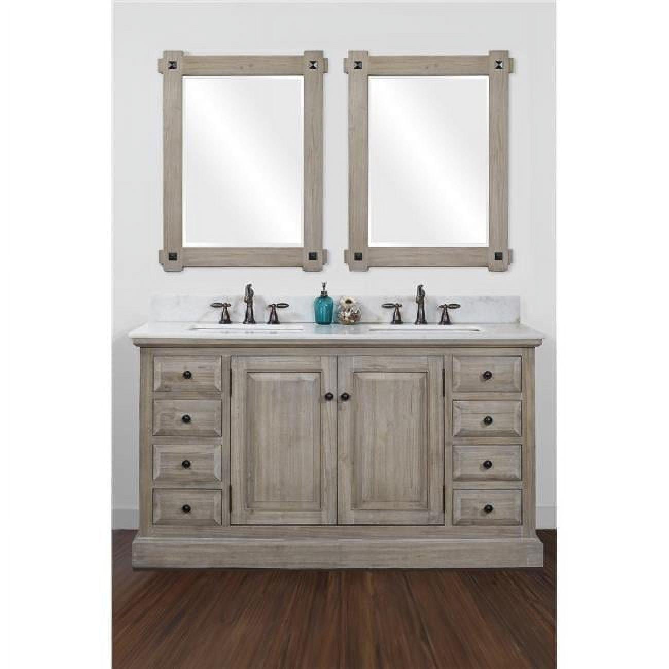WK1860-AP TOP 60 in. Solid Recycled Fir Double Sink Vanity With Arctic ...