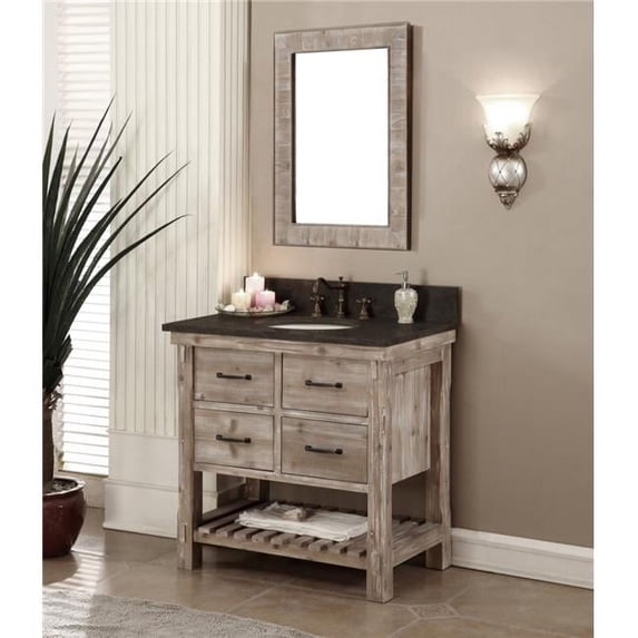 WK8236-WK TOP 36 in. Rustic Solid Fir Single Sink Vanity With Limestone ...