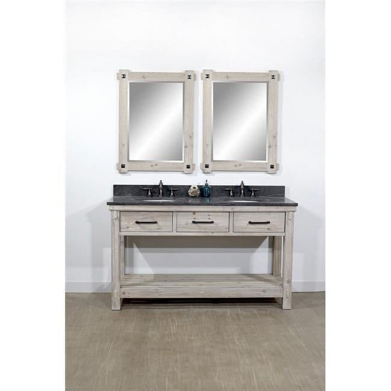 WK8460-WK SQ TOP 60 in. Rustic Solid Fir Double Sink Vanity With ...