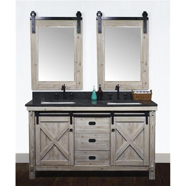 WK8560-WK SQ TOP 60 in. Rustic Solid Fir Barn Door Style Double Sinks ...