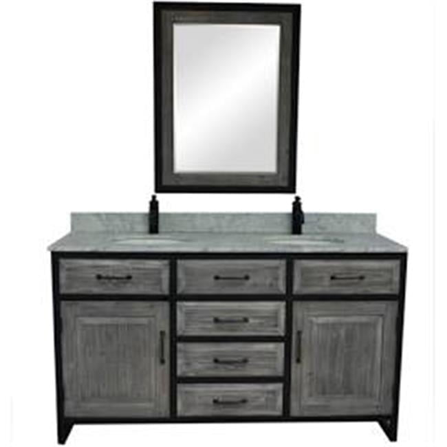 WK8860-CW TOP 60 in. Rustic Solid Fir Double Sink Iron Frame Vanity ...