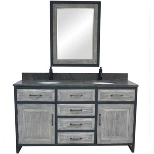 WK8860-WK TOP 60 in. Rustic Solid Fir Double Sink Iron Frame Vanity ...