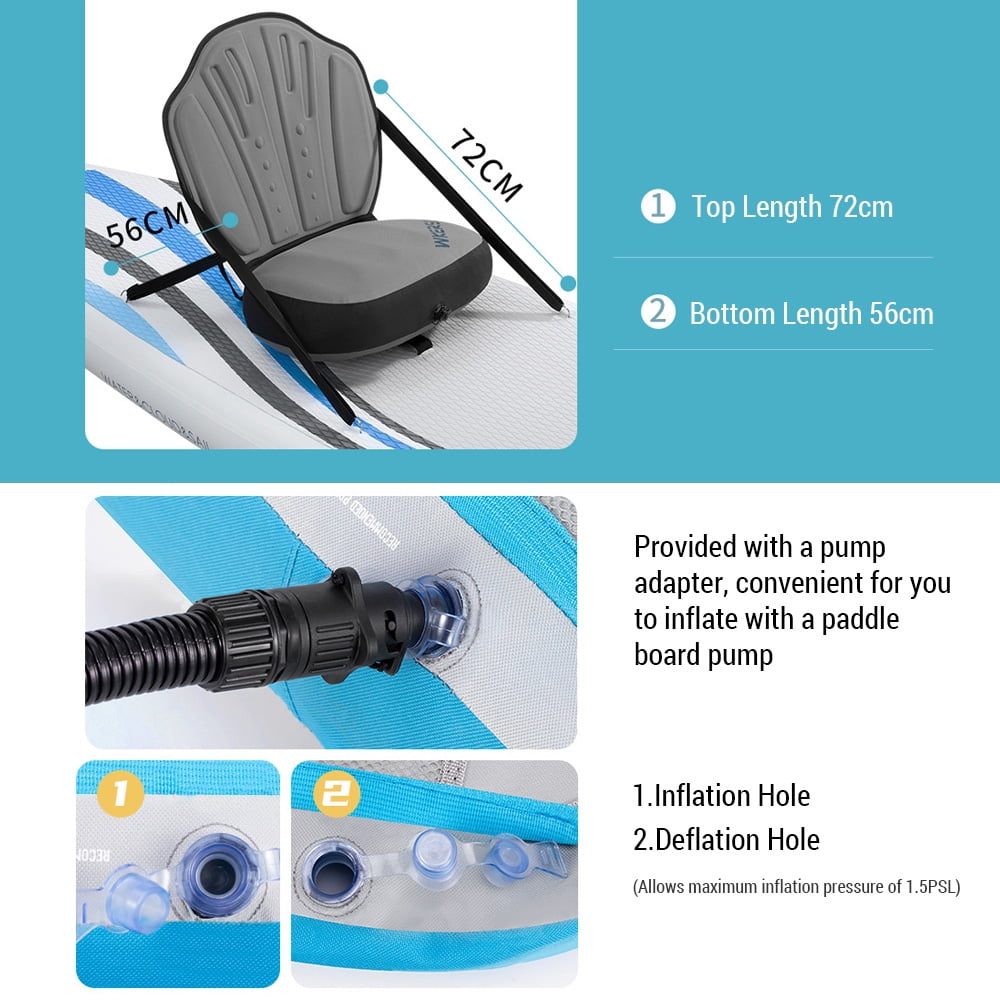 WKERSIY Seat,Inflatable Paddle With Support Paddle Adjustable Seat ...