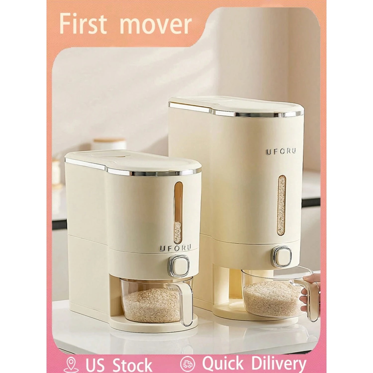 WKGDAUAMFXP1pc Home Rice Box Press-To-Dispense Grain Storage Container ...
