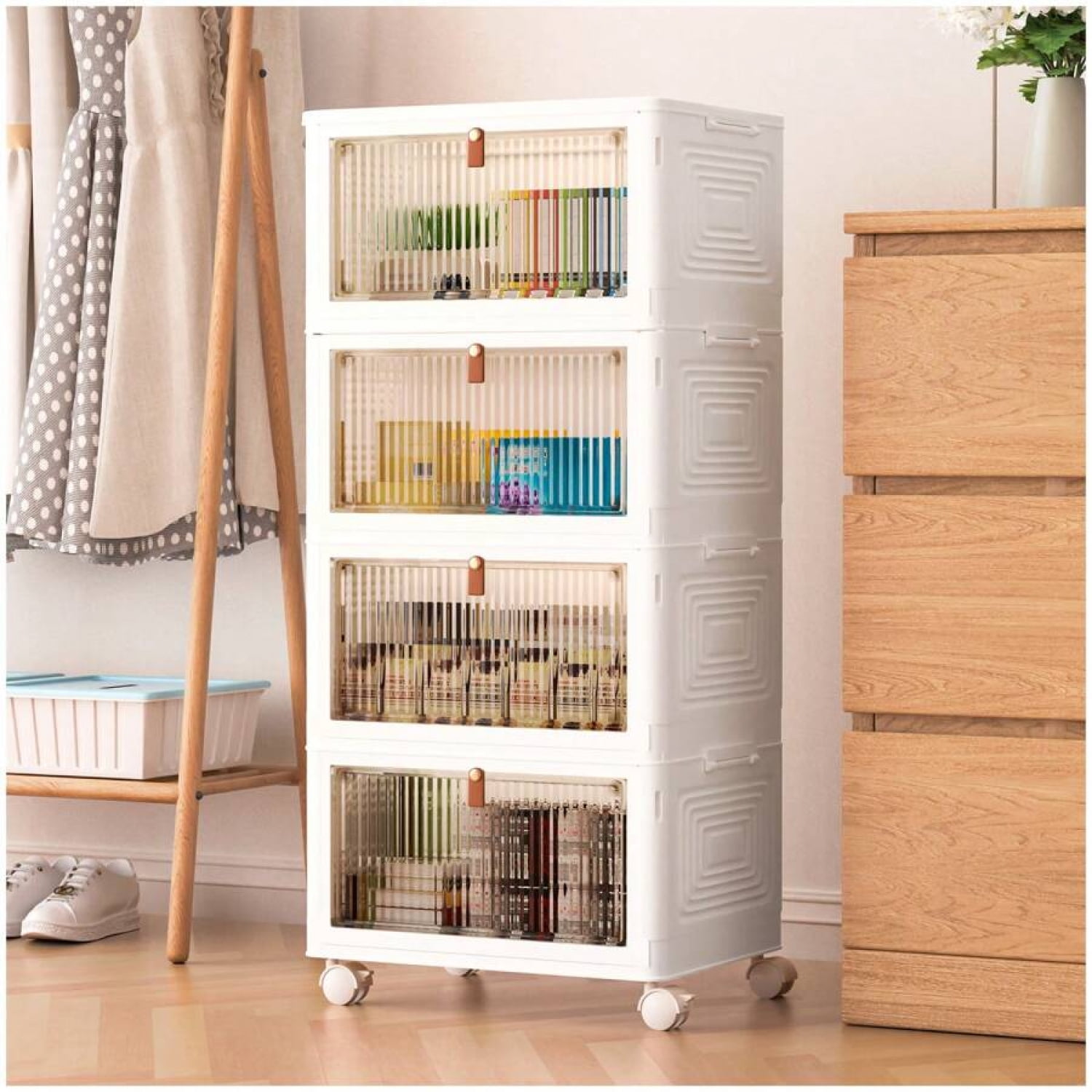 WKGDAUAMFXP4 Tier Plastic Storage Box With Lid, Stackable Storage Box ...