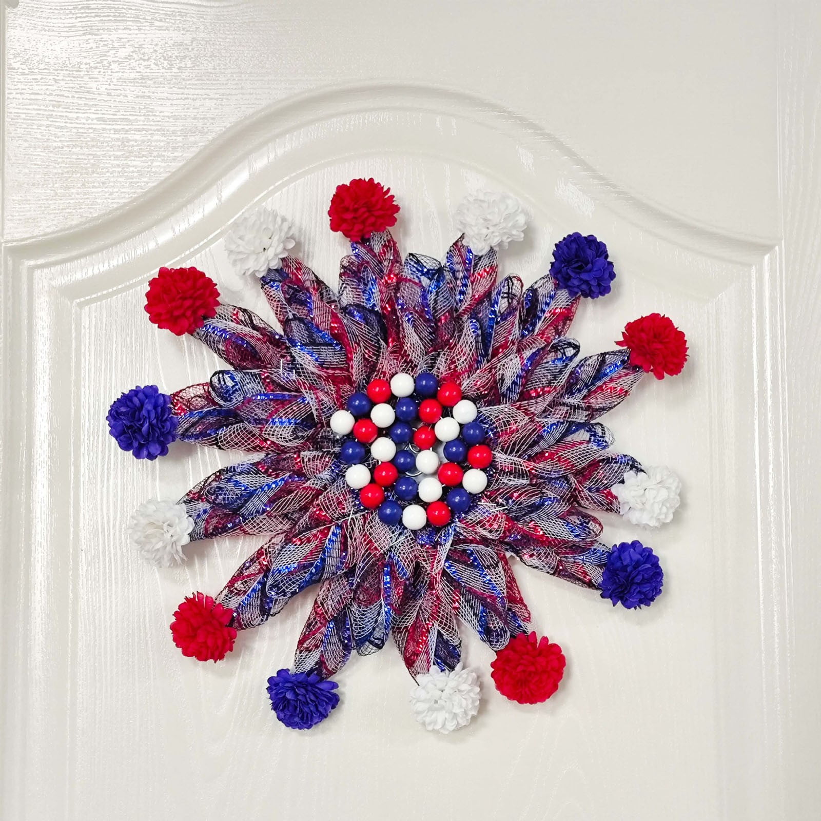 WKSCLPAI 14 Inch Patriotic Flag Floral Wreaths,Independence Day ...