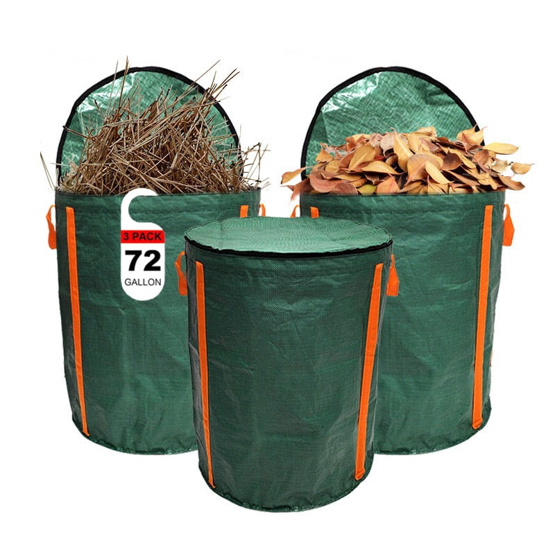 WKSCLPAI 3 Pack 72 Gallon Yard Waste Bags, Reusable Heavy Duty ...