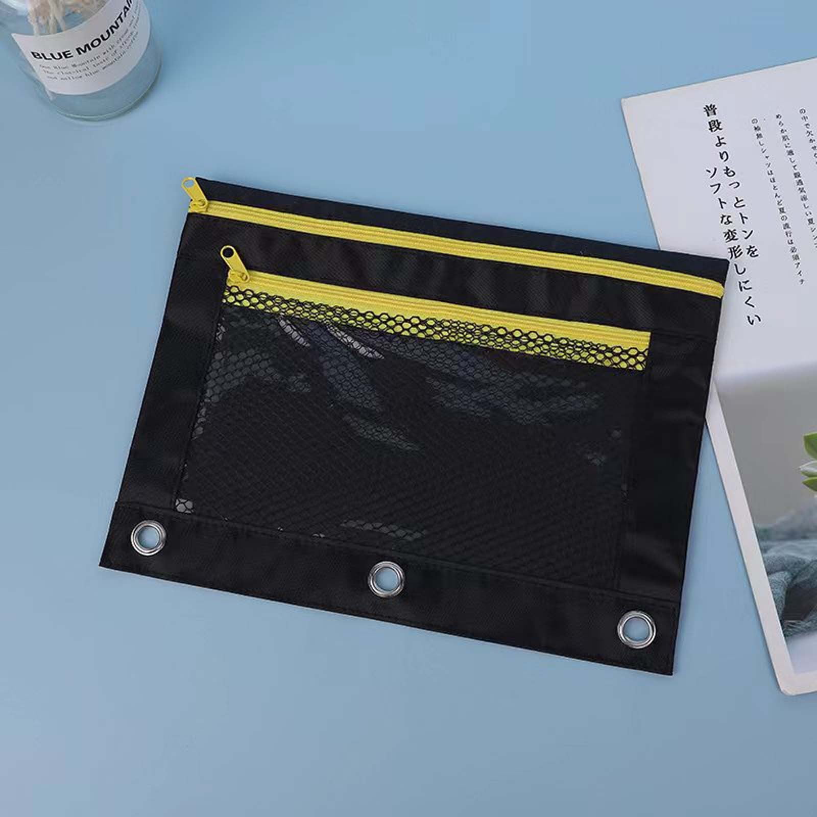 WKSCLPAI 3-Ring Zipper Pencil Pouch, Dual Compartments, Clear View ...