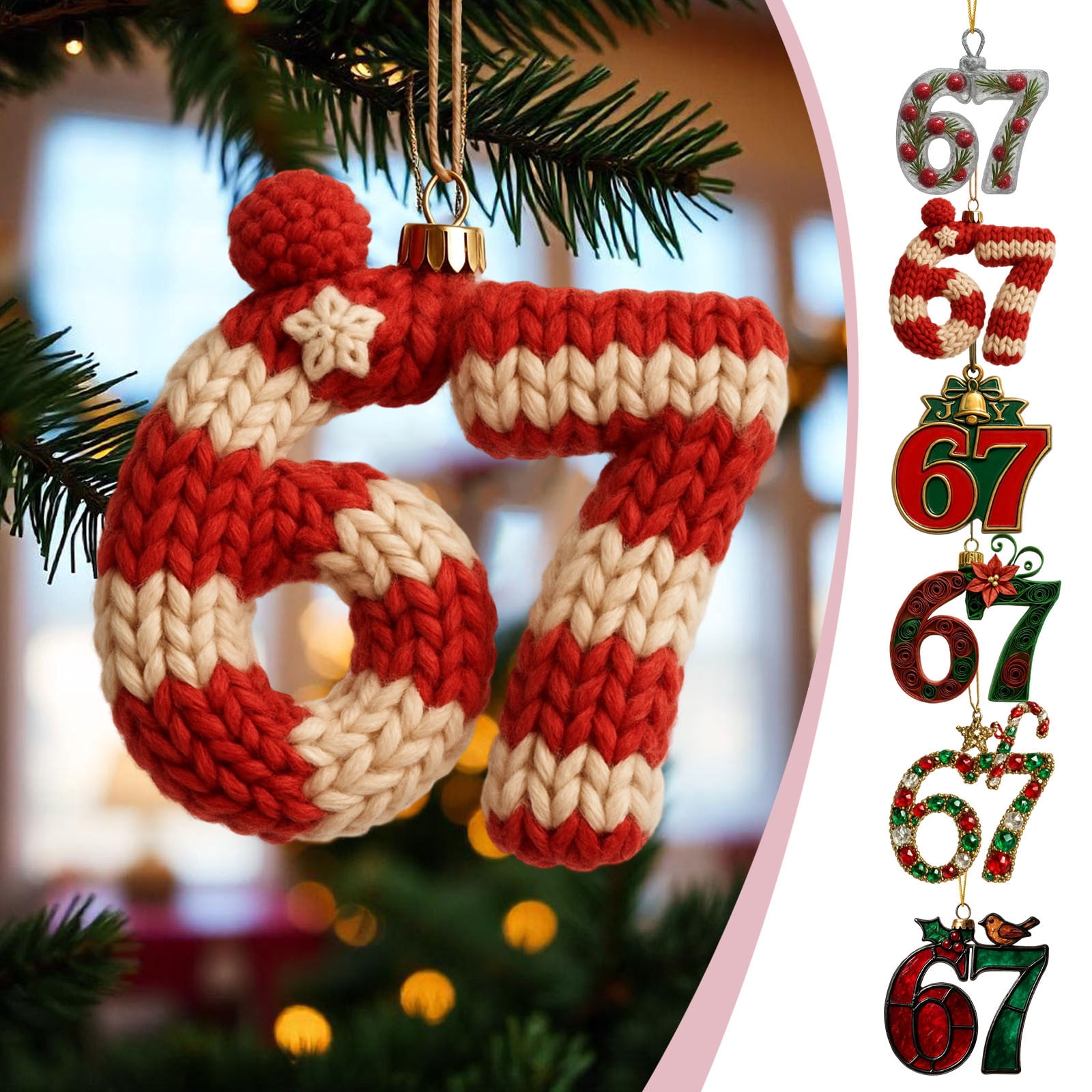 WKSCLPAI 67 Christmas Ornament, Funny 67 Small Acrylic Decorations for ...