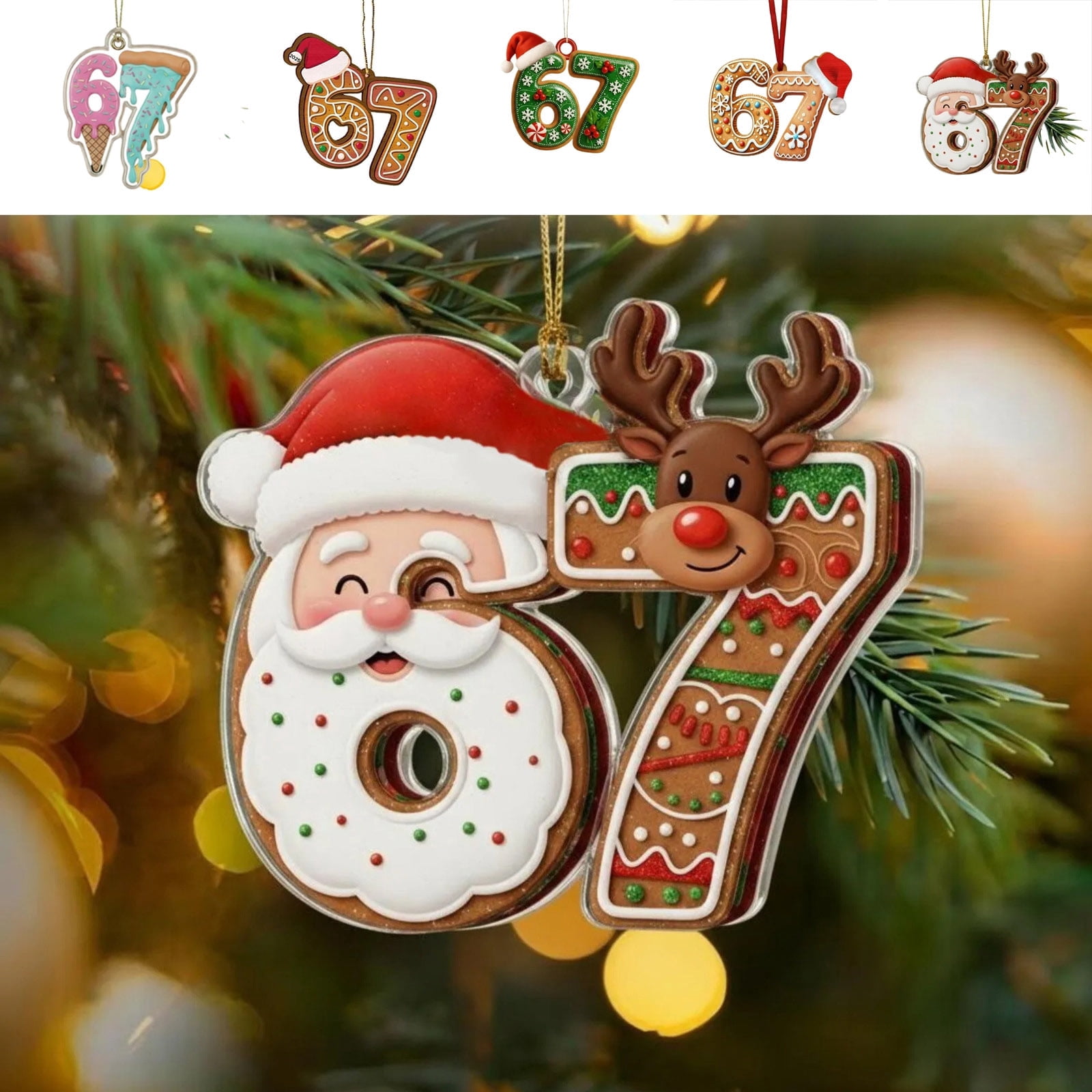 WKSCLPAI 67 Christmas Ornament, Funny 67 Small Acrylic Decorations for ...