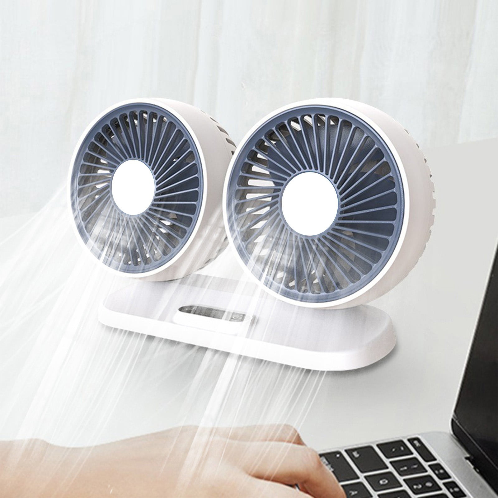 WKSCLPAI Car Mounted Fans, Dual-head Powerful Vehicle Cooling Fan, USB ...