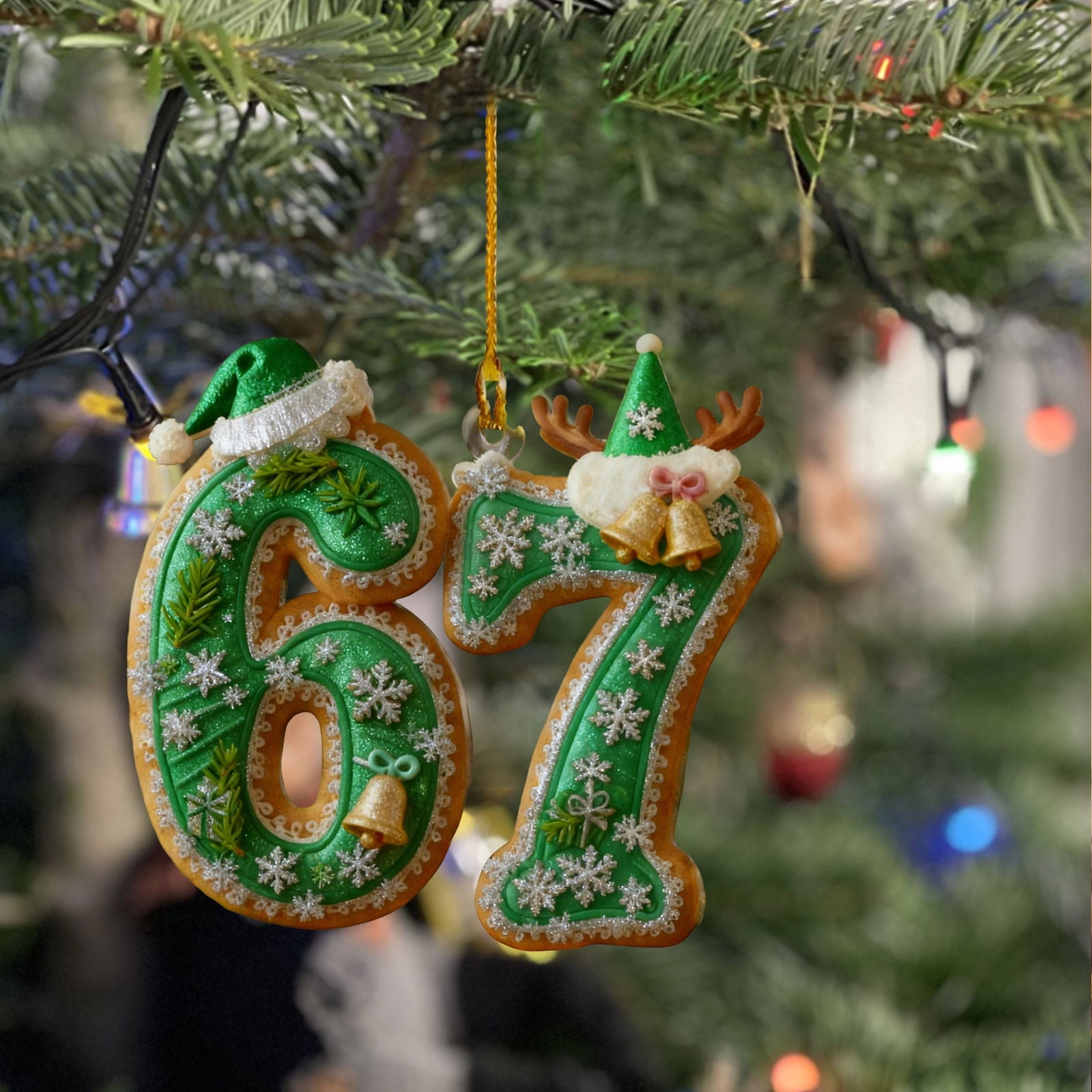 WKSCLPAI Christmas 67 Ornament Funny 67 Meme Ornaments 2D Acrylic Xmas ...