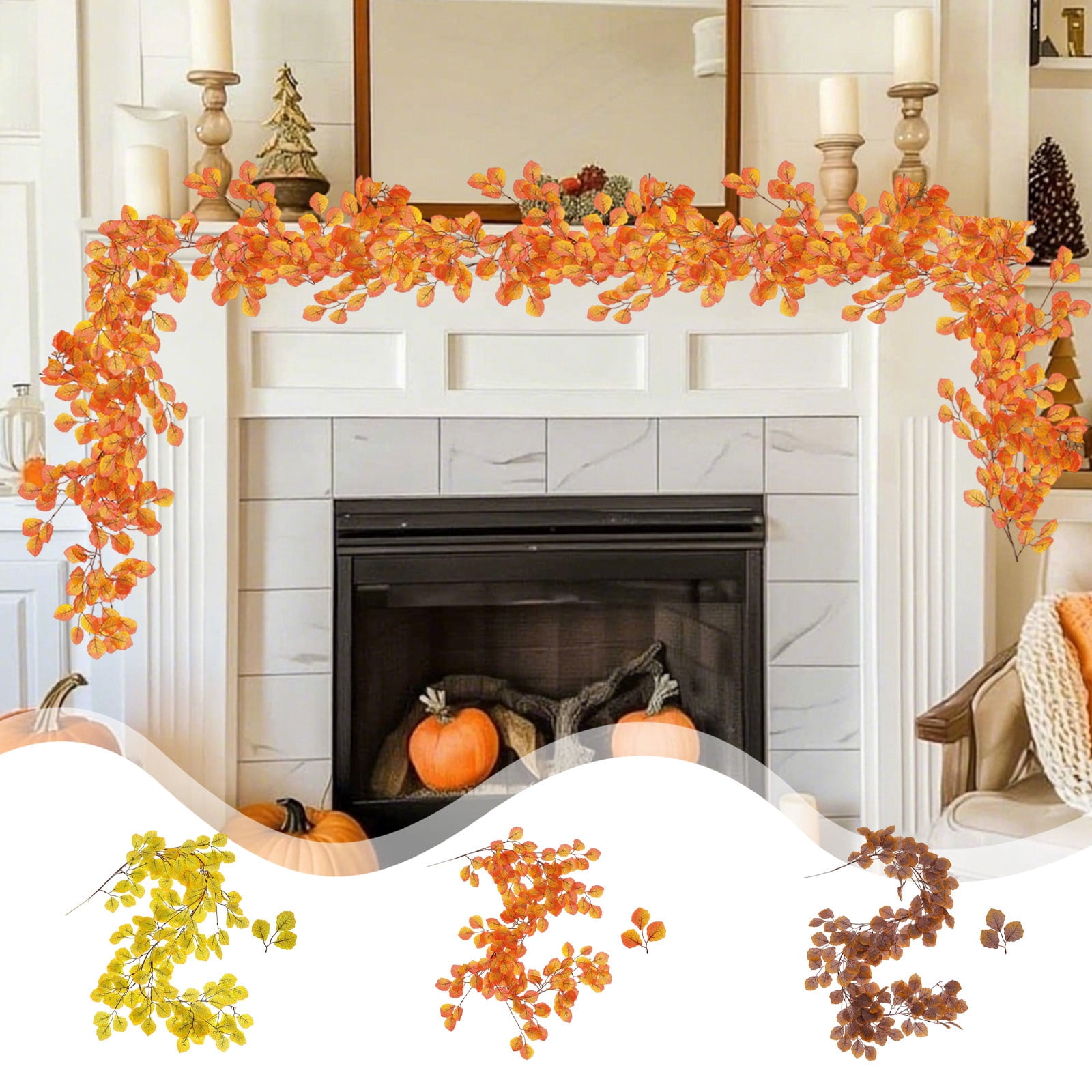 WKSCLPAI Fall Eucalyptus Leaf Garland, 5.6 FT Artificial Fall Vine for ...