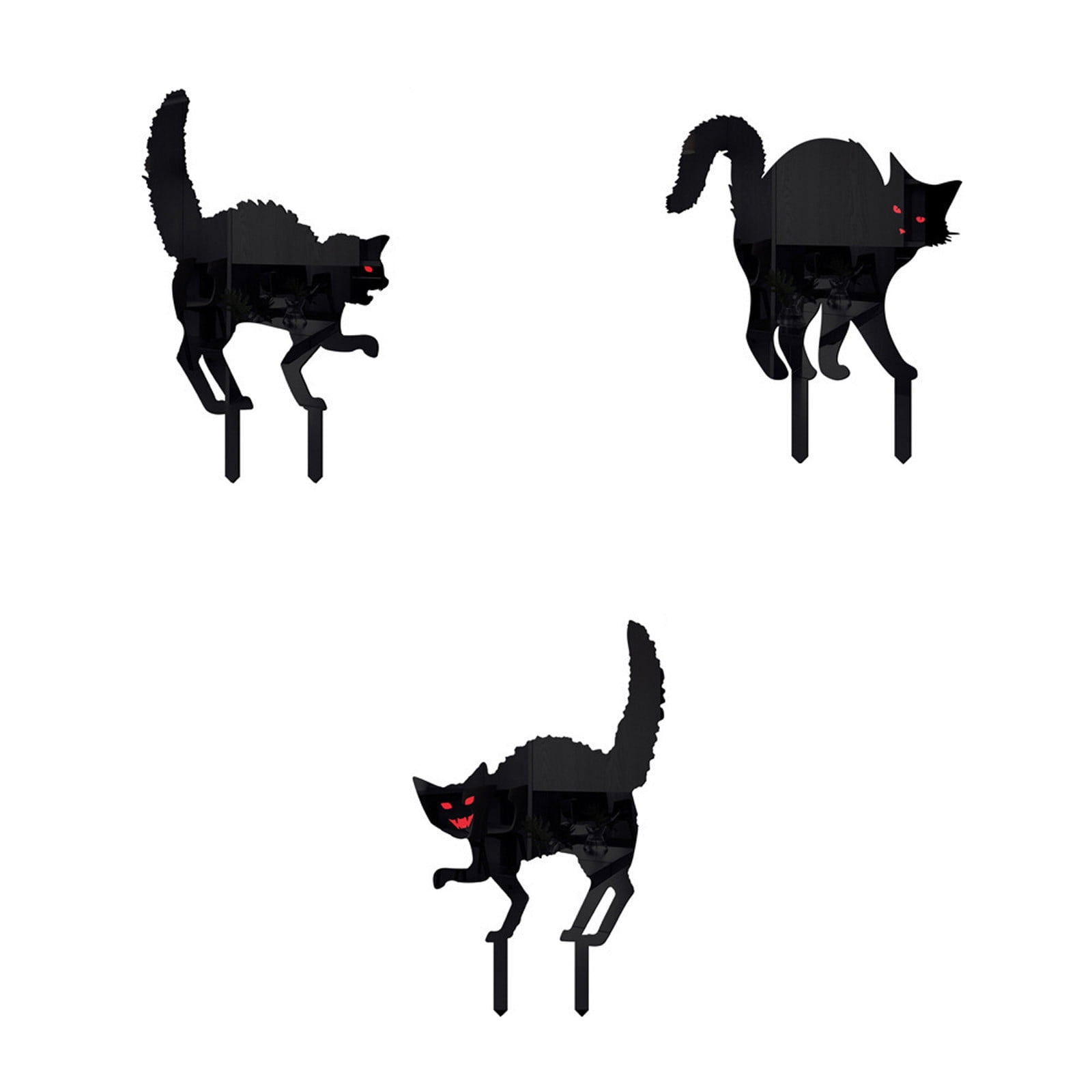 WKSCLPAI Halloween Patio Ground Plug Decoration Set of 3,Black Cat ...