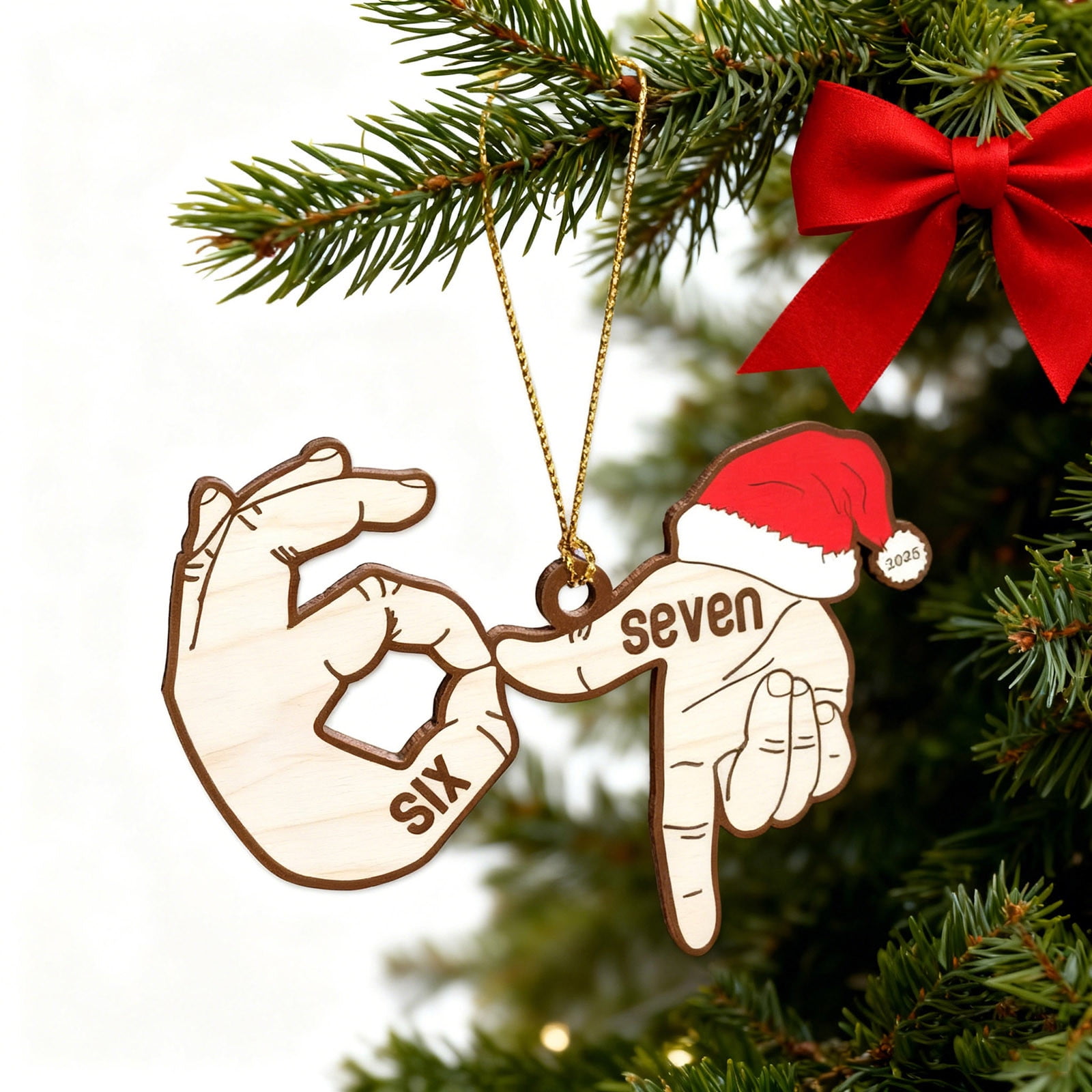 WKSCLPAI Hand Sign 67 Ornament 2025, Six Seven Meme Christmas Tree ...