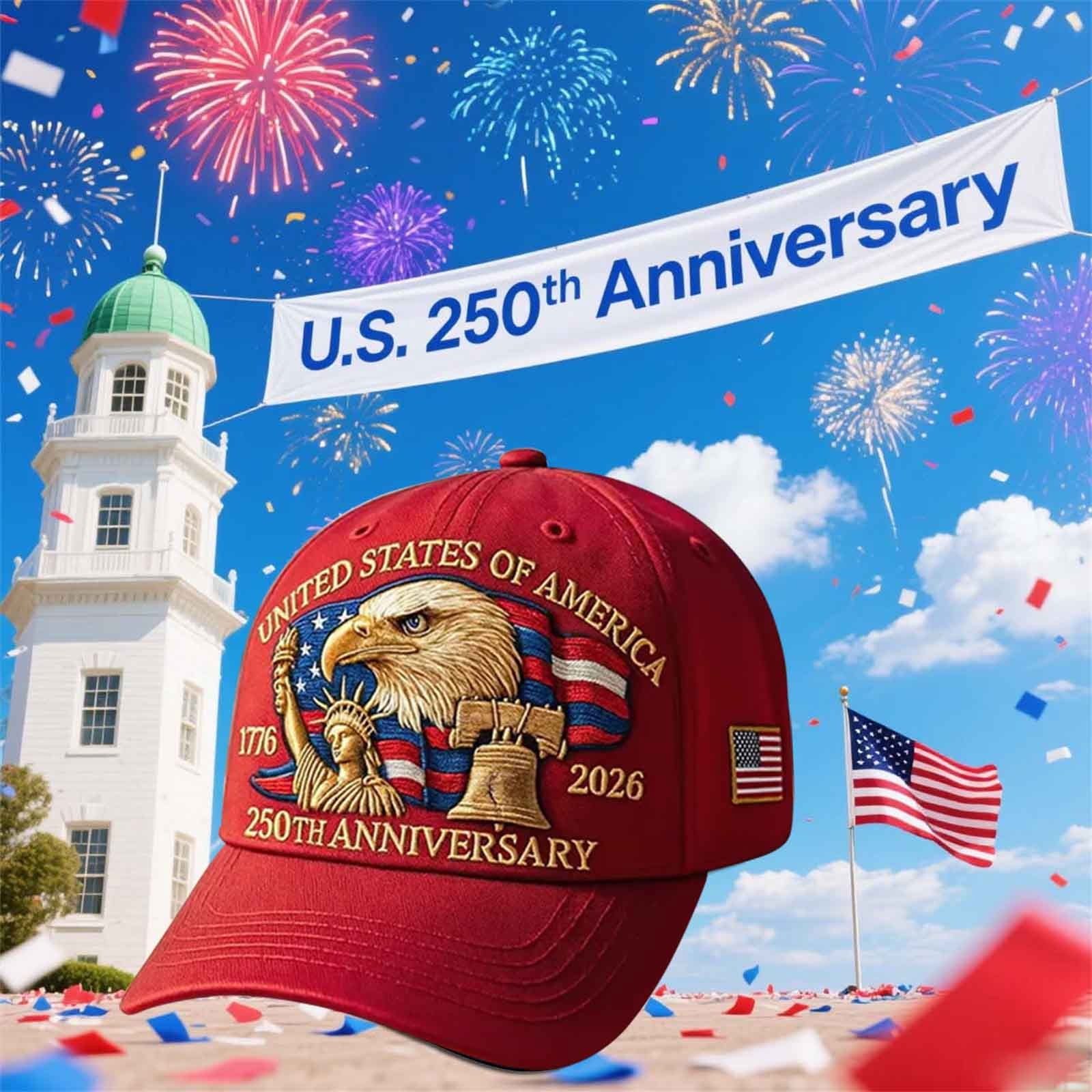 WKSCLPAI United States 250th Anniversary Hat, Adjustable Bald Eagle ...