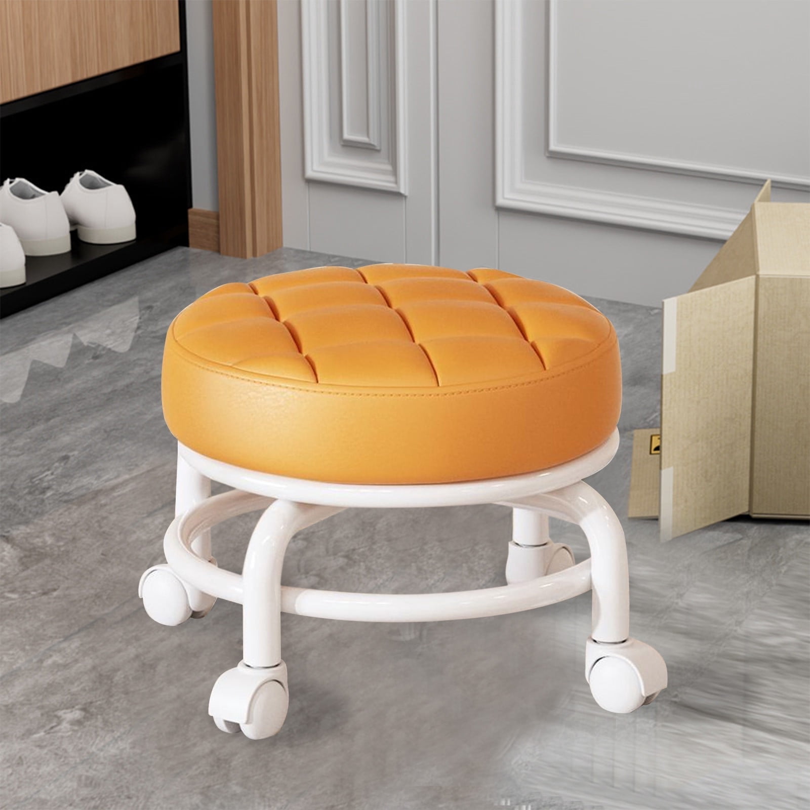 WKSCLPAI Wheeled Low Stool For Home,Short Stool With 360° Swivel Wheels ...
