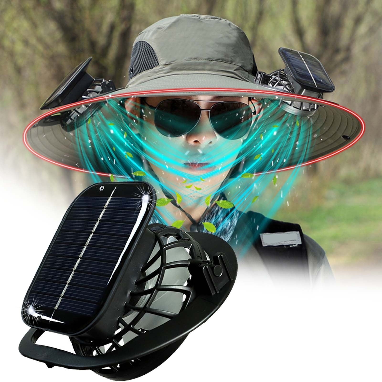 WKSCLPAI Wide Brim Solar Fan Hat,Fishing Hat with 2 Solar Fan,Usb ...