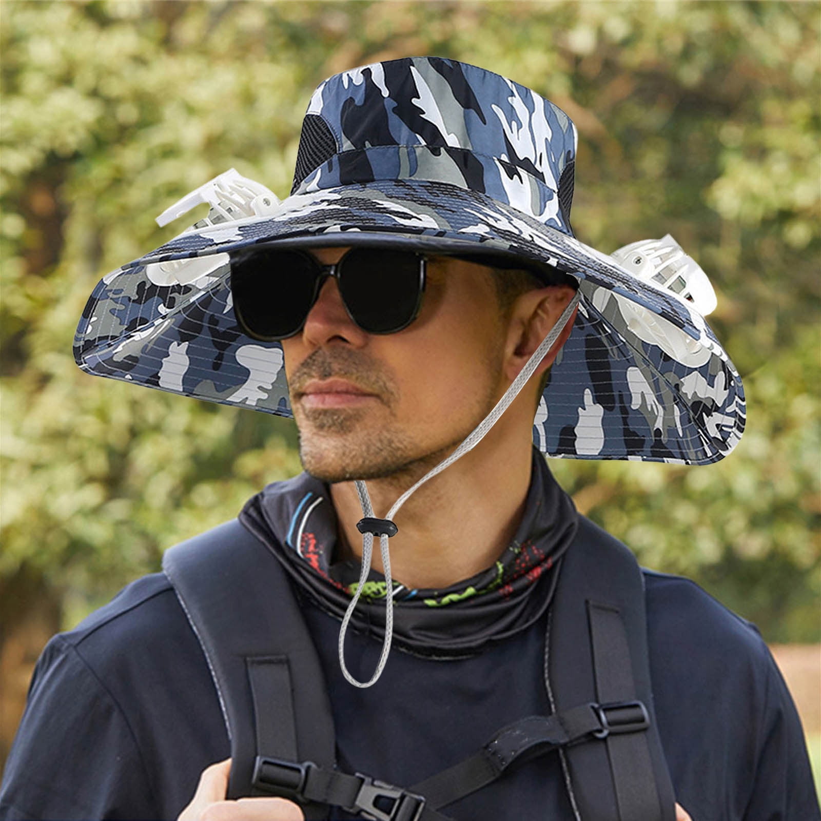 WKSCLPAI Wide Brim Solar Fan Hat,Outdoor Fishing Hat With 2 Solar Fan ...