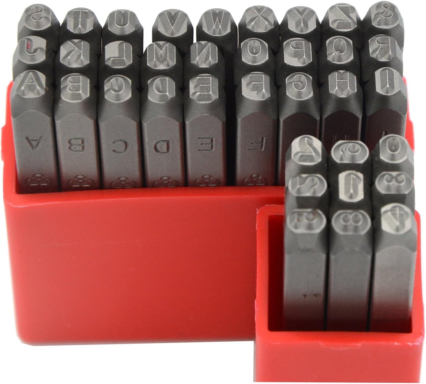 WKSTOOL 36pcs Heavy Duty Steel Stamp Uppercase Letters and Number 1/8 ...