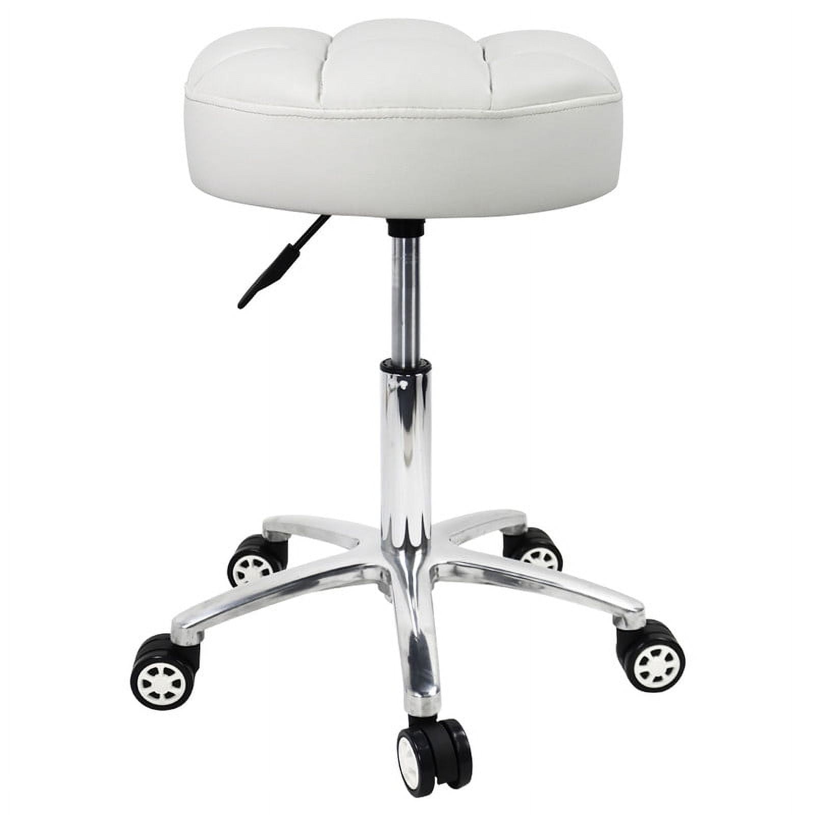 WKWKER Rolling Stools Thicker PU Leather Cushion 360° Swivel Stool with ...