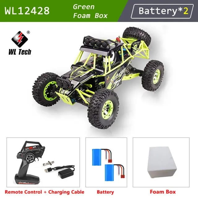 WL 12428 1/12 4WD RC Racing Car High Speed Off-Road Remote Control Alloy Climbing Truck LED ...