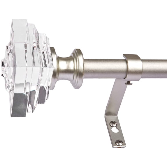"3/4"" Diameter Adjustable Curtain Rod with Acrylic Square Finials ...