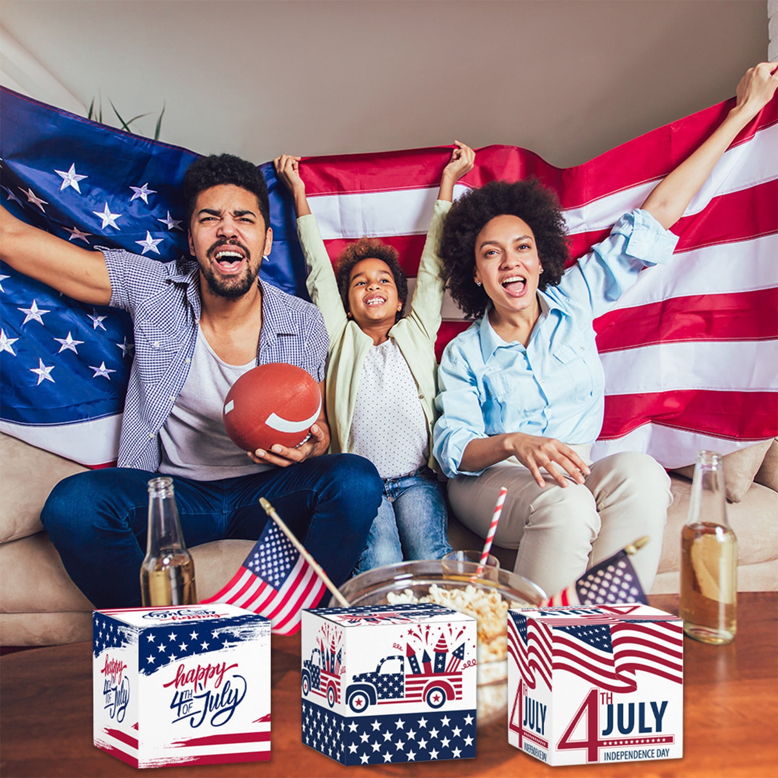 WLAGOOD 12 Pc American Flag Party Candy Box Recyclable Patriotic Thank ...