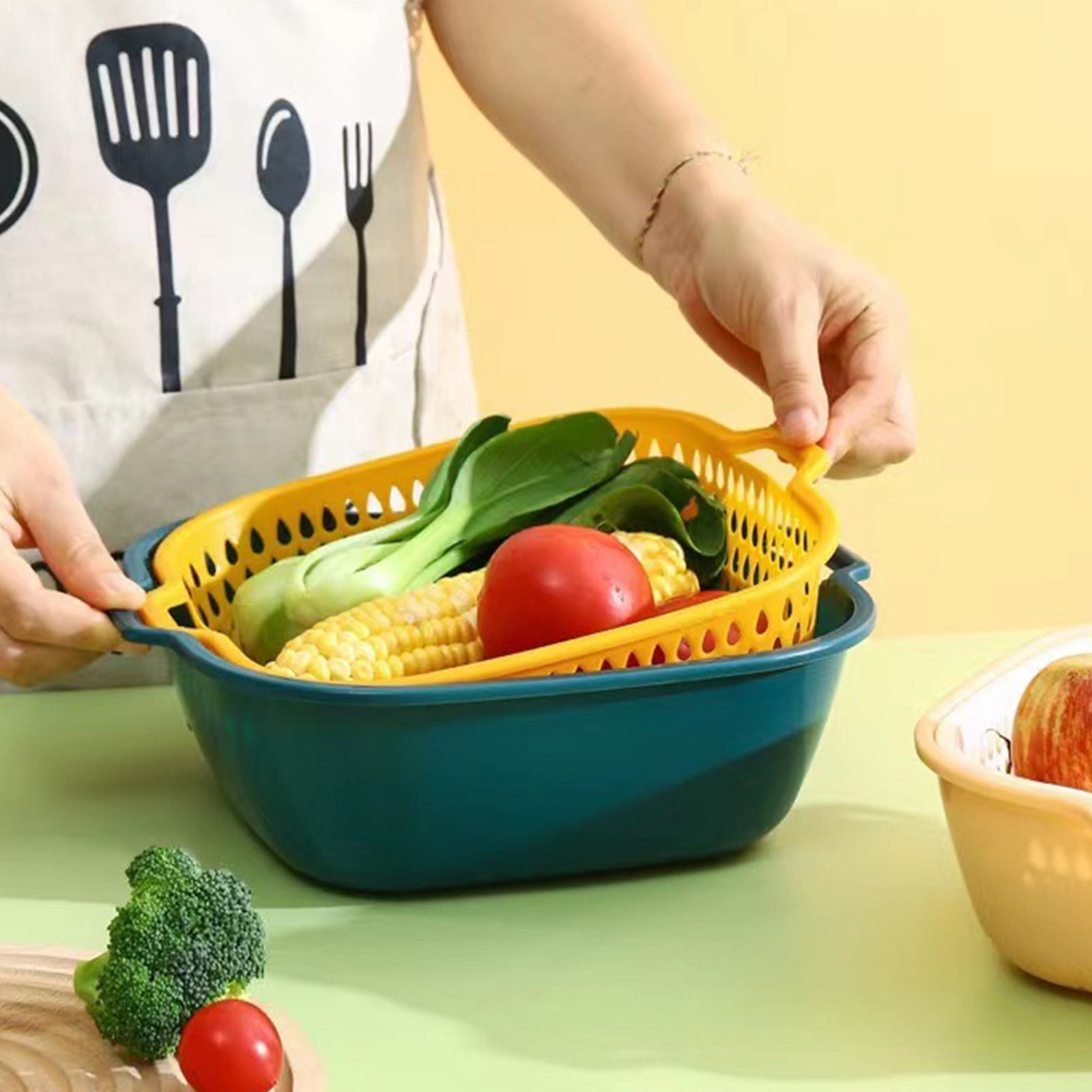 WLAGOOD Kitchen Colander Set 6.5 Quart Fruits Vegetables Washing Bowl ...