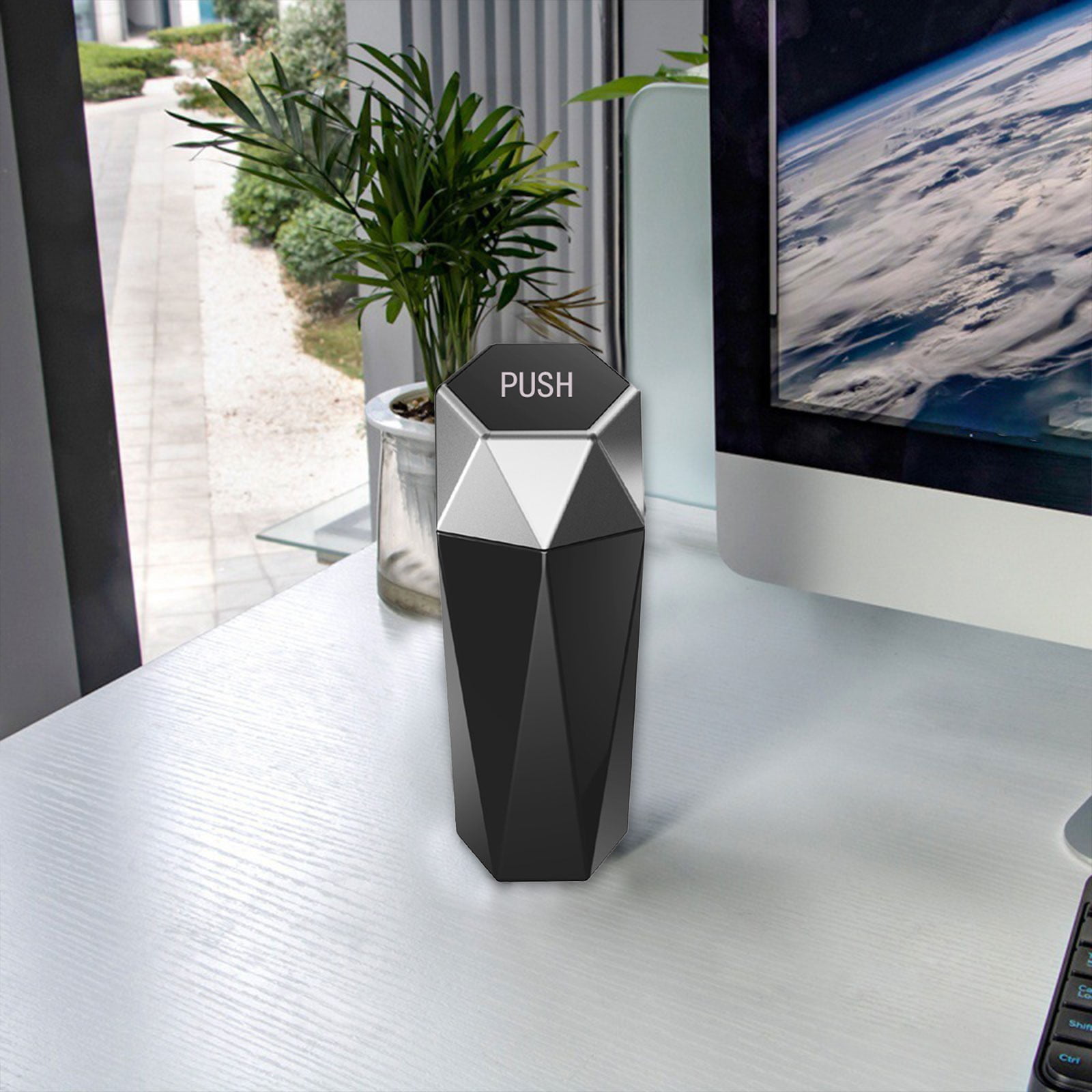 WLAGOOD Plastic Garbage Bin with Lid for Office, Bedroom, Bathroom,Car ...