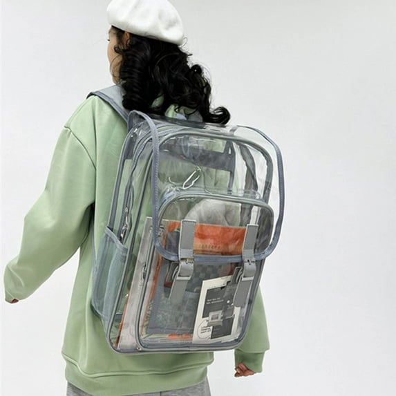 WLAGOOD Transparent Backpack See Through Plastic Backpacks for School,Heavy Duty Clear Backpack ...