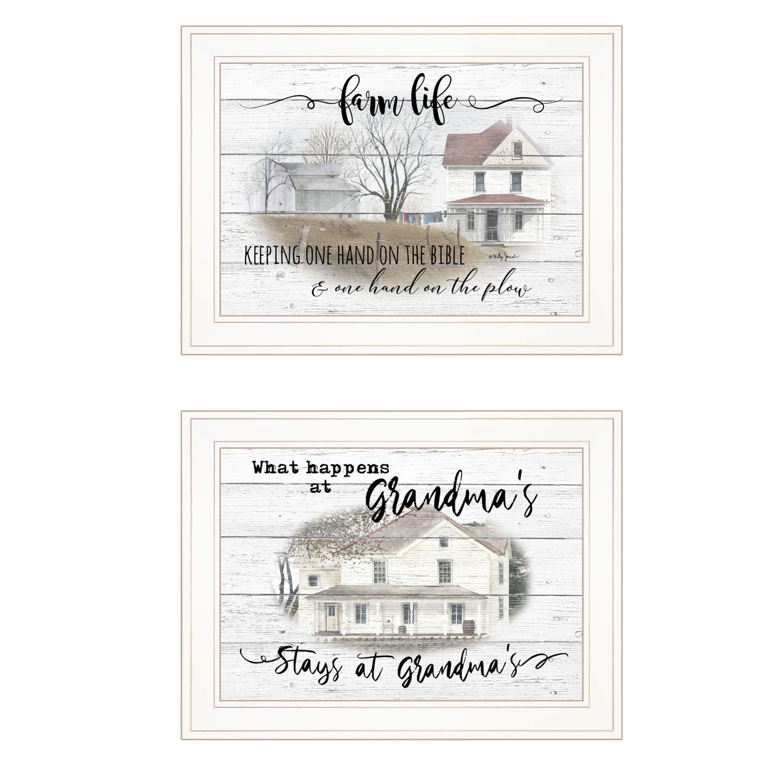 WLAIWLA ”Charming Stays at Grandma‘s Vignette By Billy Jacobs: 2-Piece Ready to Hang Framed ...
