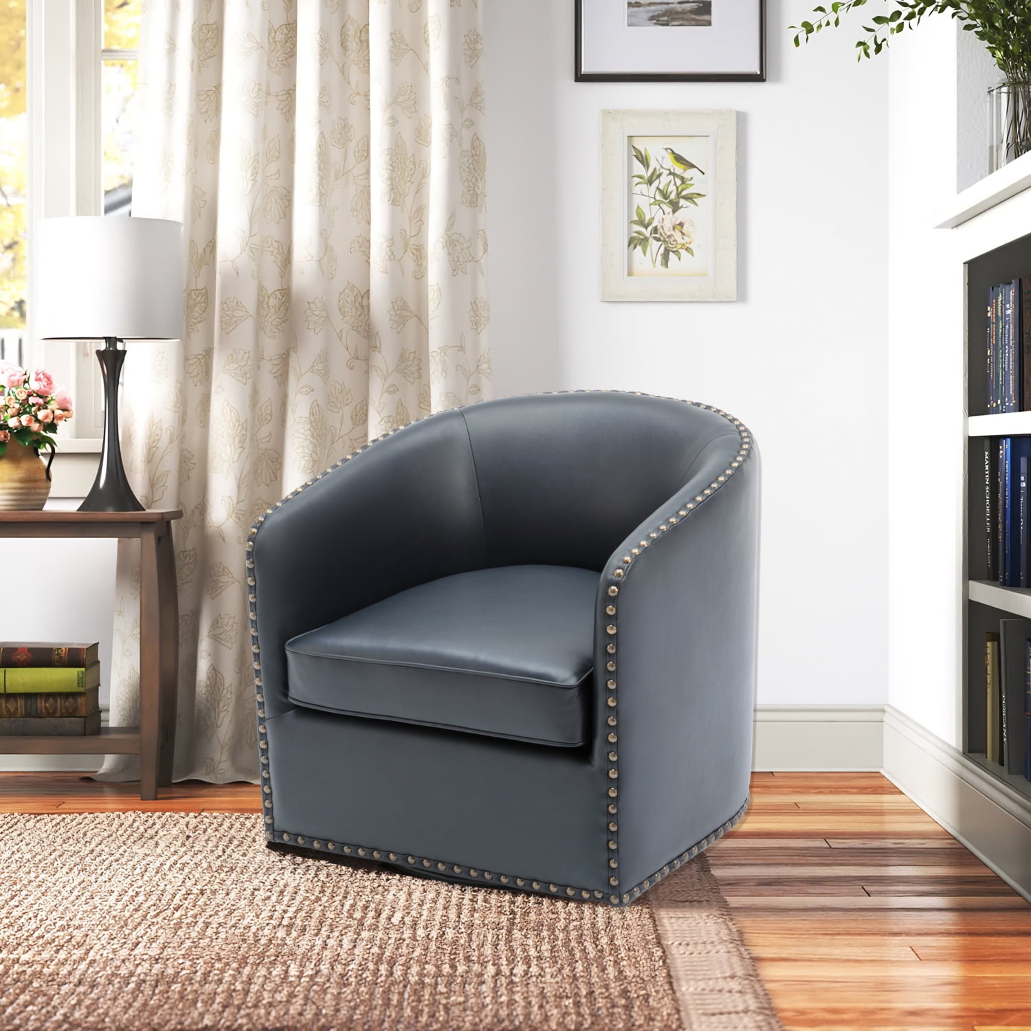 WLAIWLA Midnight Blue Trenton Swivel Arm Chair - Elegant and ...