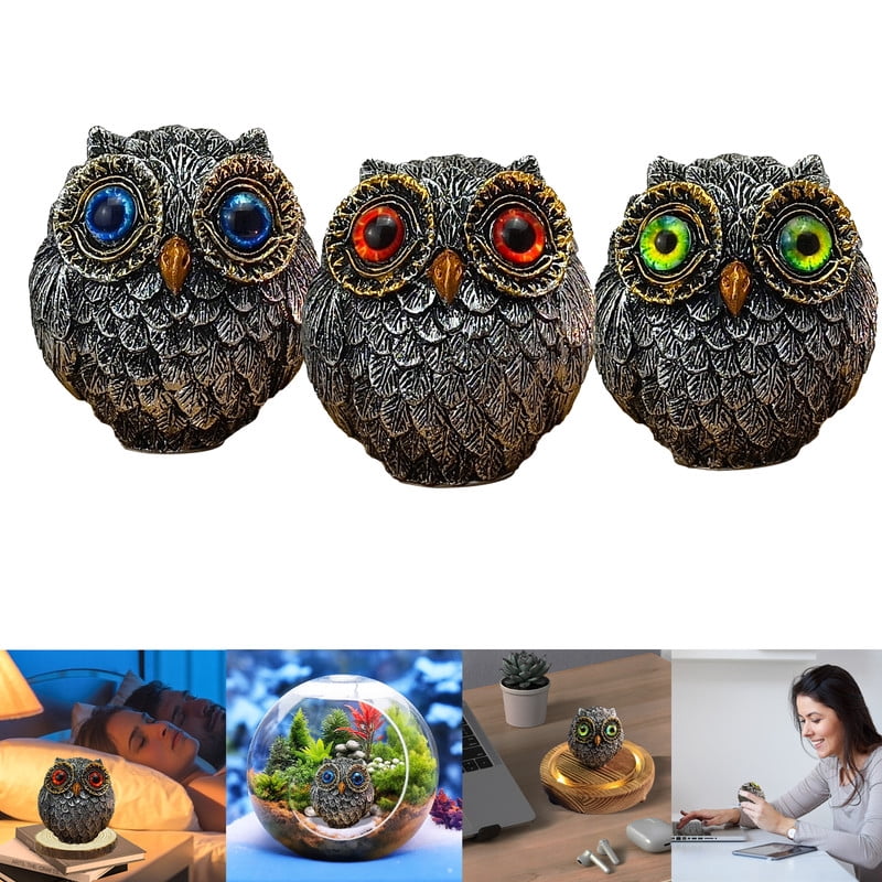 WLDDFF Lucky Mini Owl Guardian Figurines, Vintage Wisdom Owl Decor, 3 ...