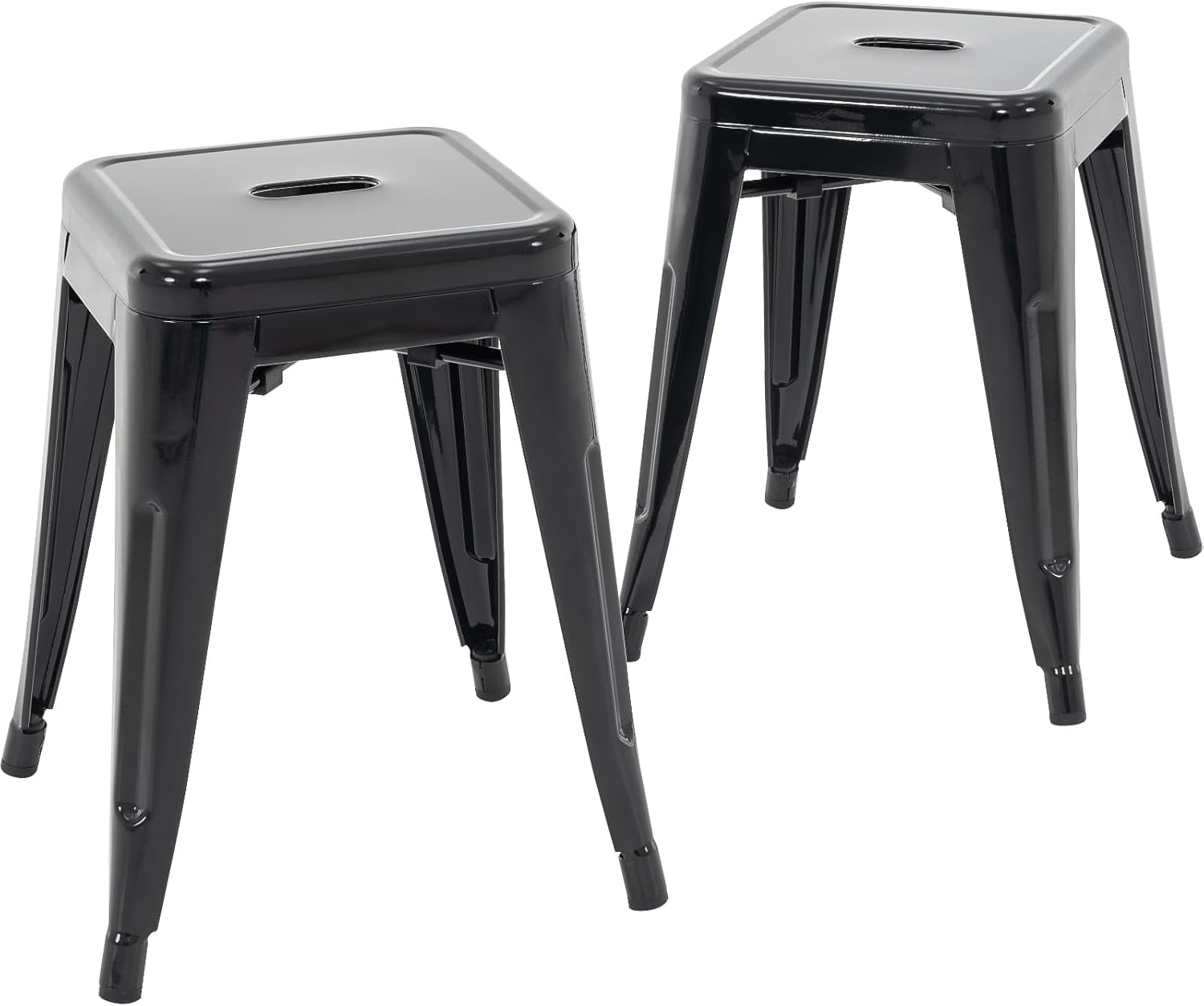 WLGD 18 Inch Industrial Metal Stools Set of 2, Short Stackable ...