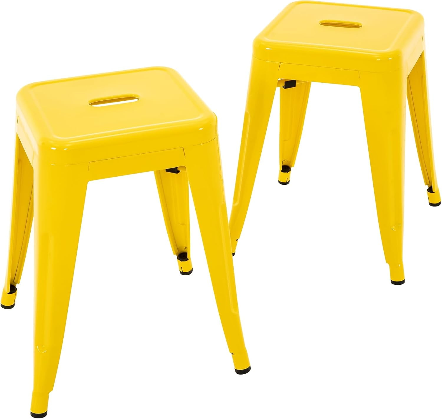 WLGD 18 Inch Industrial Metal Stools Set of 2, Short Stackable ...